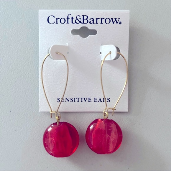 croft & barrow | Jewelry | New Croft Barrow Red Pink Glass Bead Gold ...